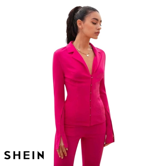 SHEIN | Pants & Jumpsuits | Shein Hot Pink Flare Leg Pants Set | Poshmark
